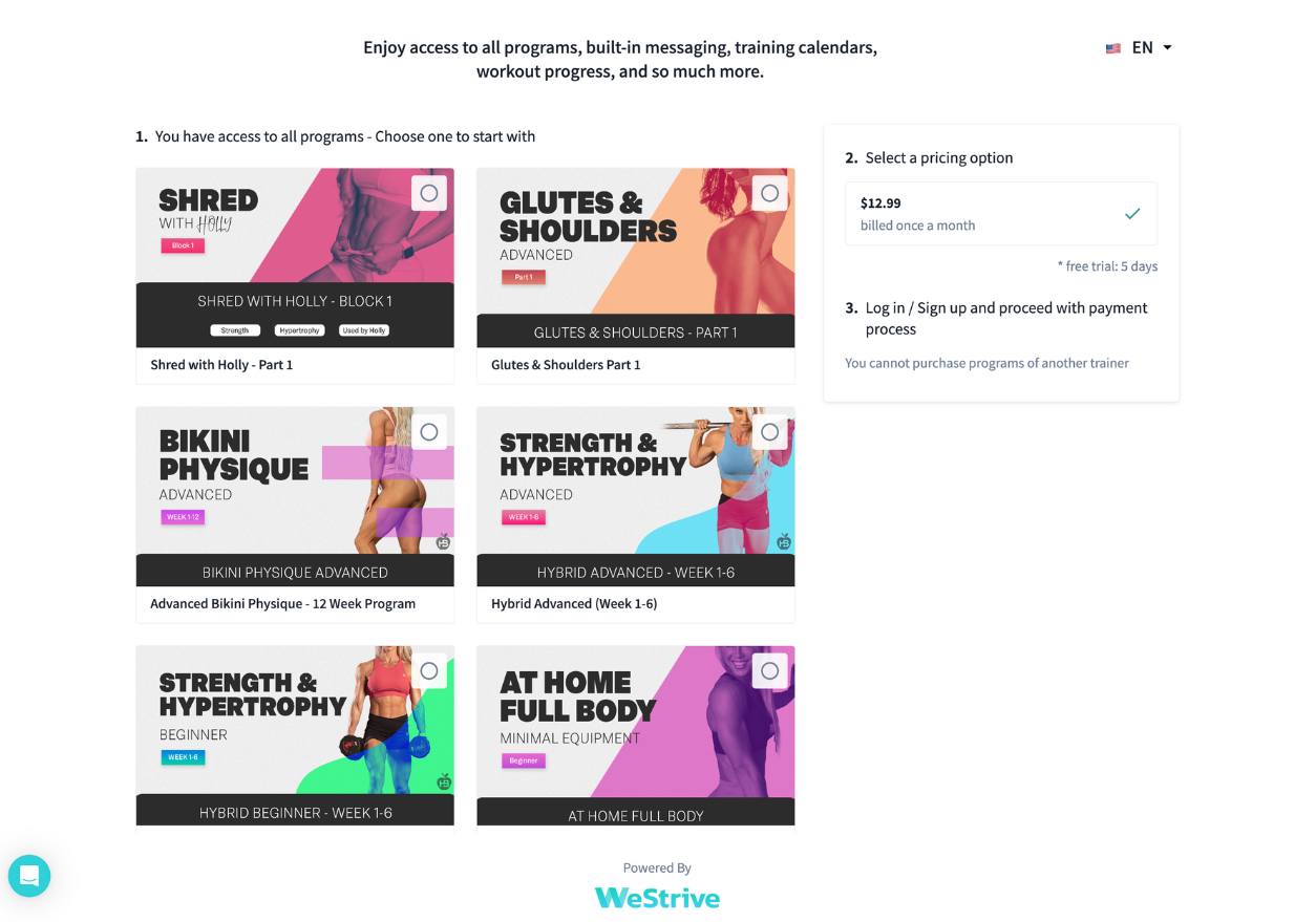 Beautiful Fitness Program Building Software